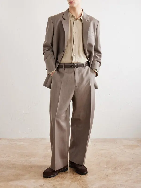 Studio Nicholson Beige Virgin Wool Tapered Trousers
