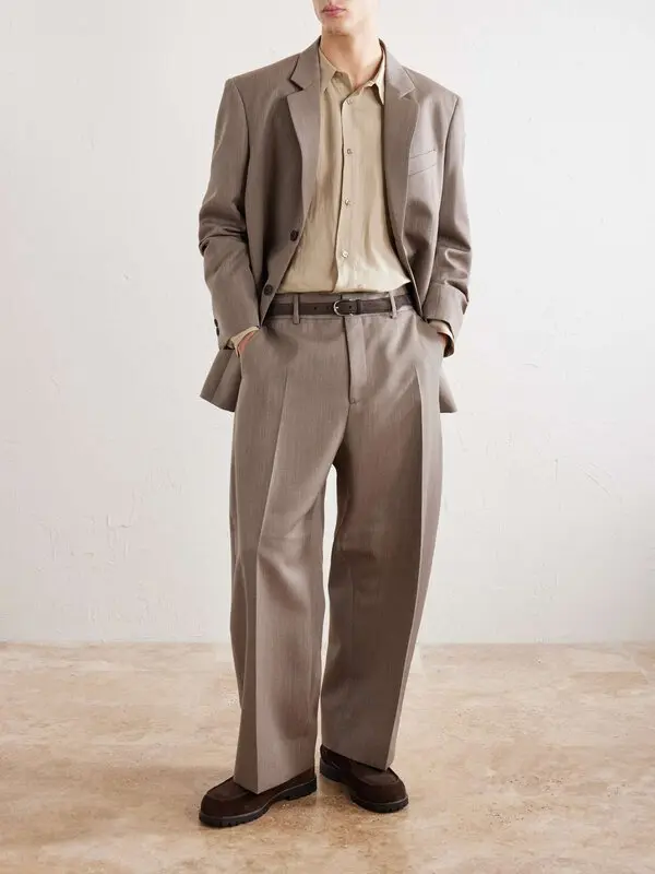 Studio Nicholson Beige Virgin Wool Tapered Trousers