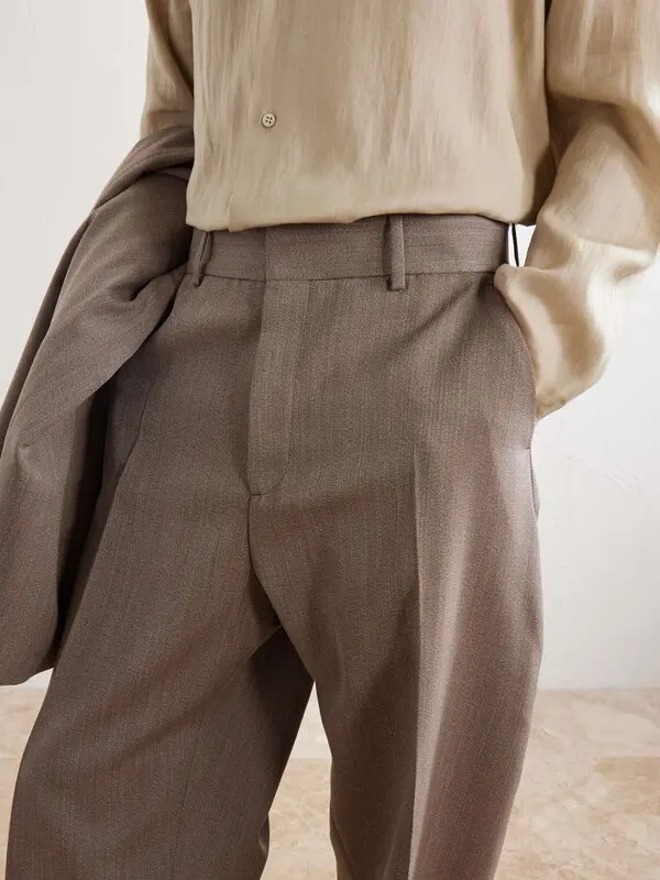 Studio Nicholson Beige Virgin Wool Tapered Trousers