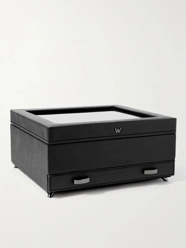 Wolf Porter Cross-grain Vegan Leather Watch And Jewellery Box - Black