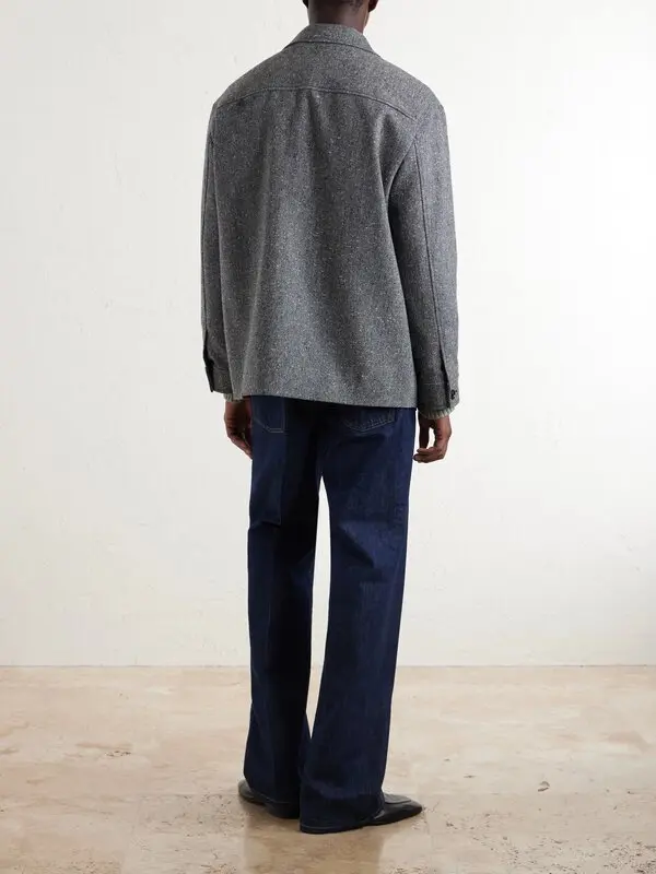 Valentino Garavani Vlogo Embellished Mélange Virgin Wool Blouson Jacket