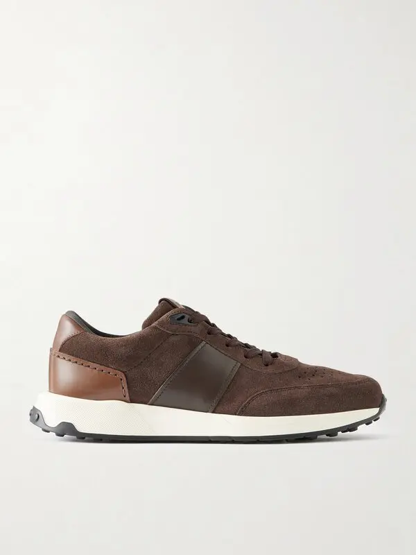 TOD'S Suede And Leather Trimmed Sneakers