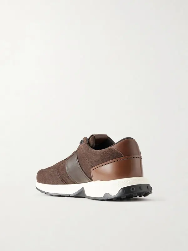 TOD'S Suede And Leather Trimmed Sneakers