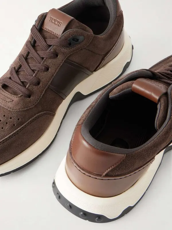 TOD'S Leather-trimmed Suede Sneakers