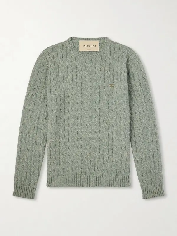 Valentino Garavani Vlogo Embellished Virgin Wool Sweater - Green