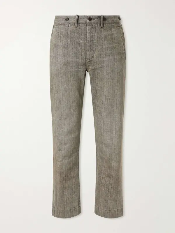 Ralph Lauren Stanton Straight-leg Striped Cotton-twill Trousers - Gray