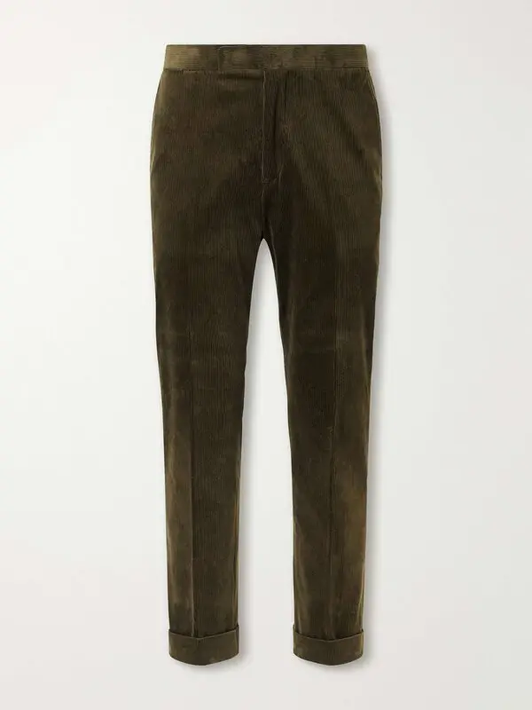 Polo Ralph Lauren Chester Tapered Cotton-blend Corduroy Suit Trousers - Green