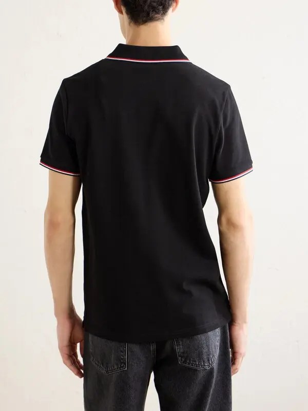 Moncler Logo-appliquéd Cotton-piqué Polo Shirt - Black