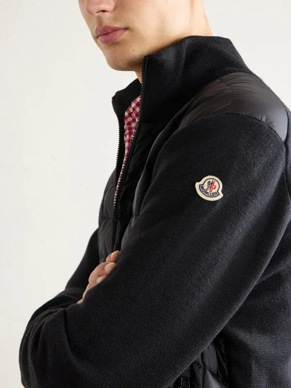 Moncler Wool And Quilted Shell Zip-up Cardigan