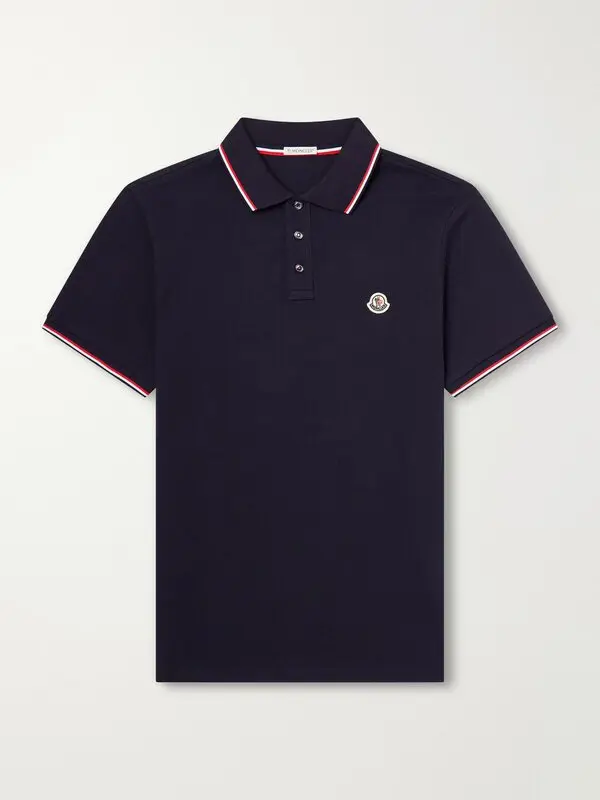 Moncler Logo-appliquéd Cotton-piqué Polo Shirt - Blue