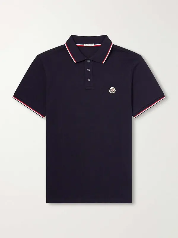 Moncler Logo-appliquéd Cotton-piqué Polo Shirt - Navy