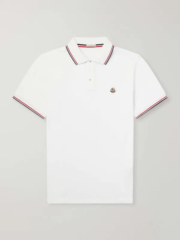 Moncler Logo-appliquéd Cotton-piqué Polo Shirt - White