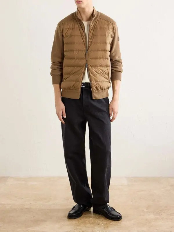Moncler Logo-appliquéd Wool-blend And Quilted Shell Down Jacket