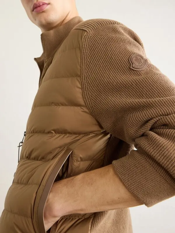 Moncler Logo-appliquéd Wool-blend And Quilted Shell Down Jacket