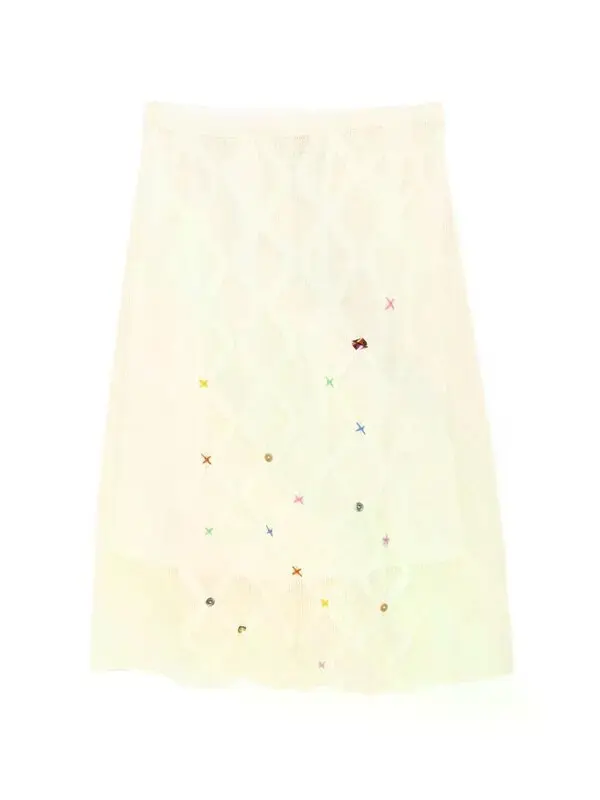 YANYAN Lattice Midi Skirt - Neutrals