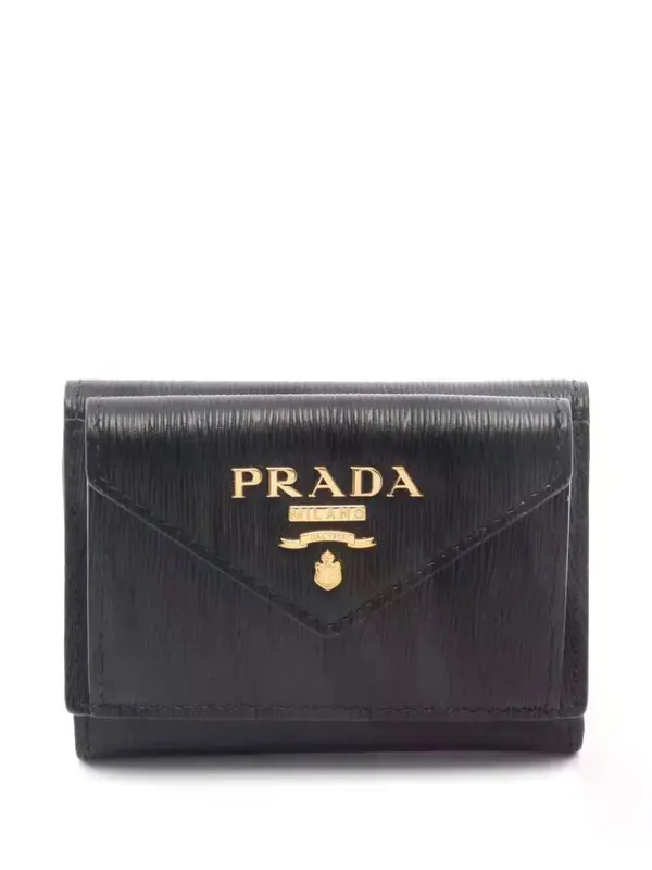 Prada 2010s Vitello Move Trifold Wallet - Black