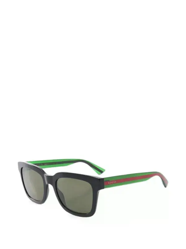 Gucci Square Frame Sunglasses With Web Stripe Detail