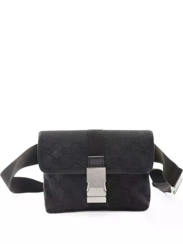 Gucci 2000s Gg Canvas Belt Bag - Black