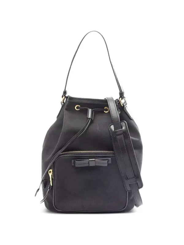 Prada Logo Jacquard Canvas Bucket Bag