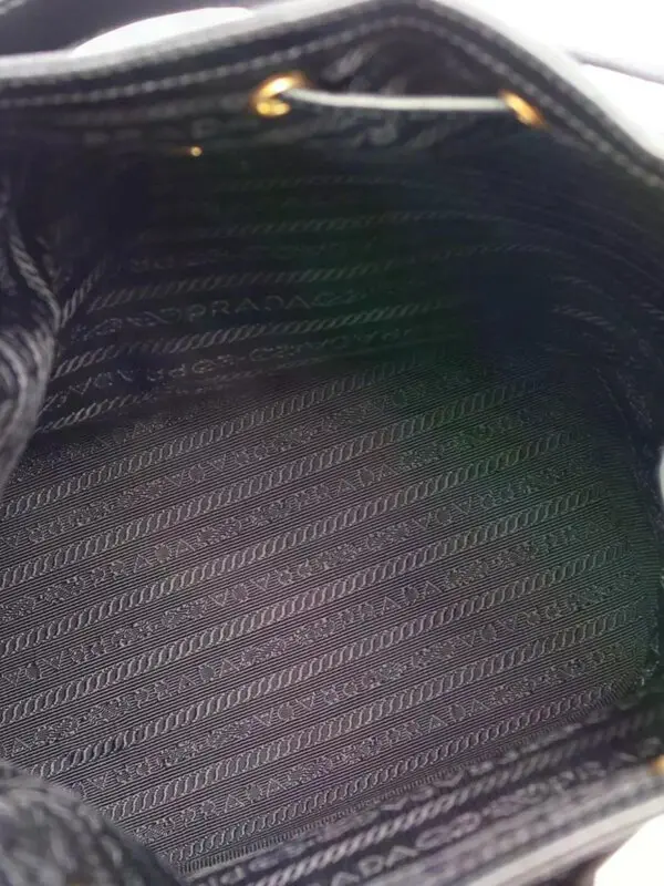 Prada Logo Jacquard Canvas Bucket Bag