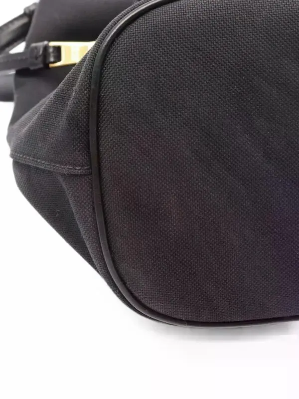 Prada Logo Jacquard Canvas Bucket Bag
