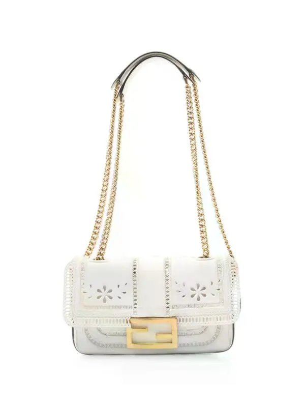 Fendi 2000s Apollo Floral Shoulder Bag - White