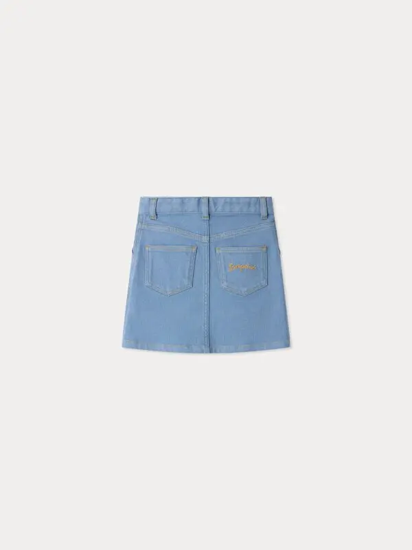 Bonpoint Dexie Embroidered Organic Cotton Denim Skirt