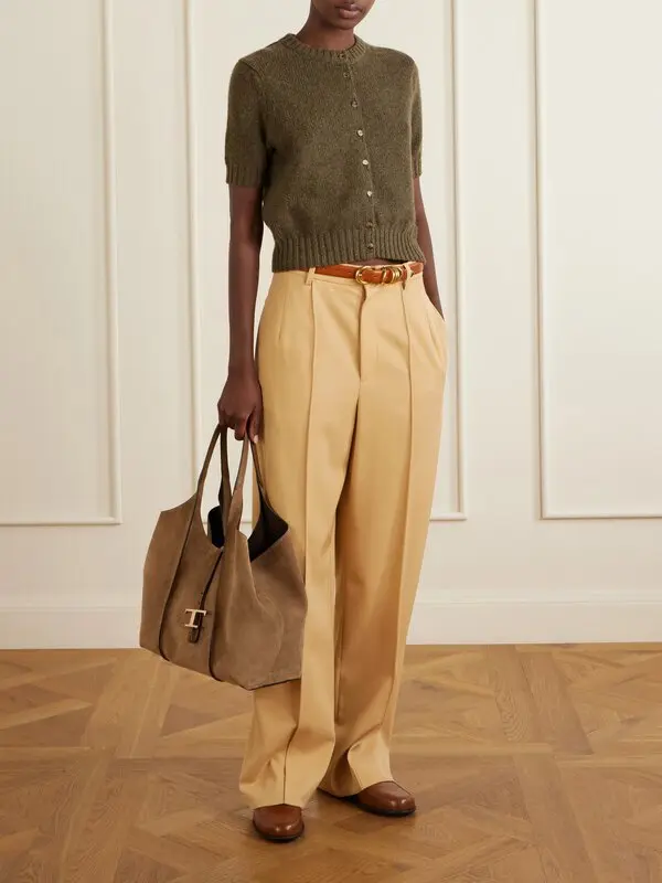 TOD'S T Timeless Suede Shoulder Bag - Neutrals