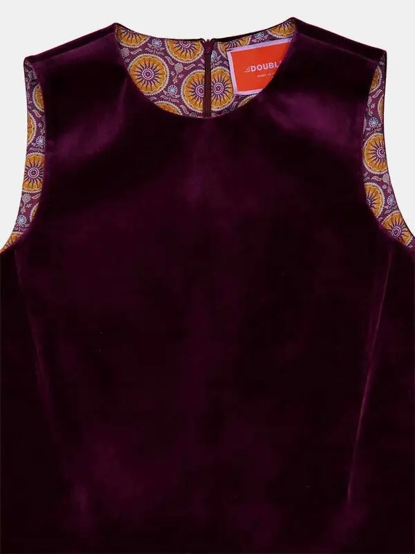 La DoubleJ La Scala" Velvet Top With Feather Trim - Brown