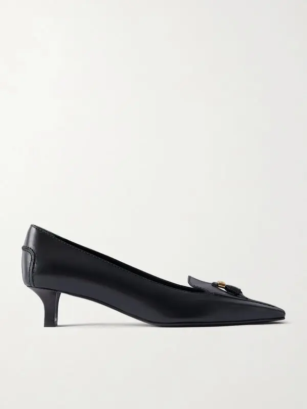 TOD'S Leather Pumps With Logo Detail - Black