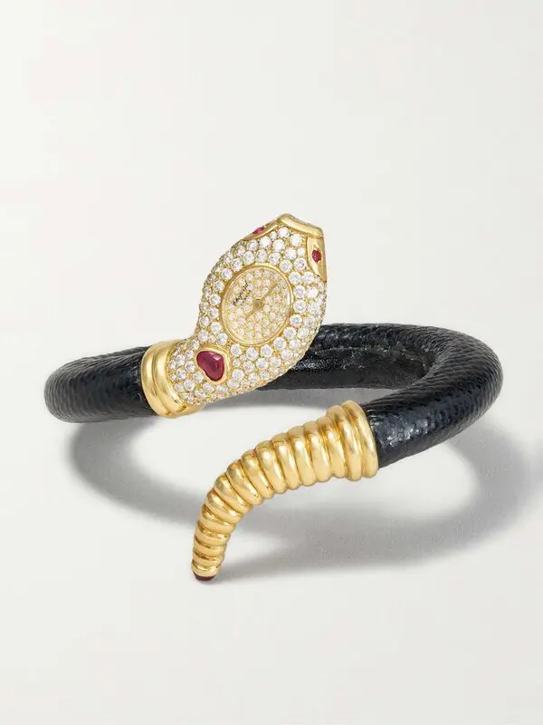 STEPHANIE WINDSOR Chopard Vintage 1990s Snake 18-karat Ruby And Diamond Watch