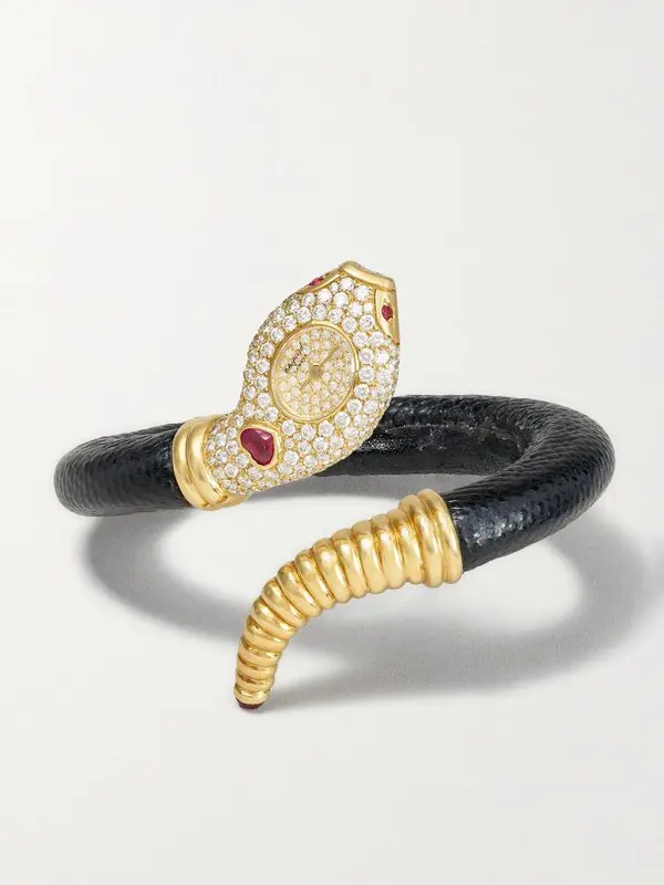 STEPHANIE WINDSOR Chopard Vintage 1990s Snake 18-karat Ruby And Diamond Watch - Gold
