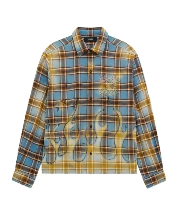 Amiri Ma Quad Bleached Flannel Shirt