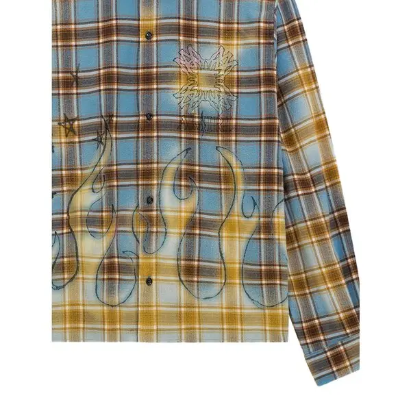 Amiri Ma Quad Bleached Flannel Shirt