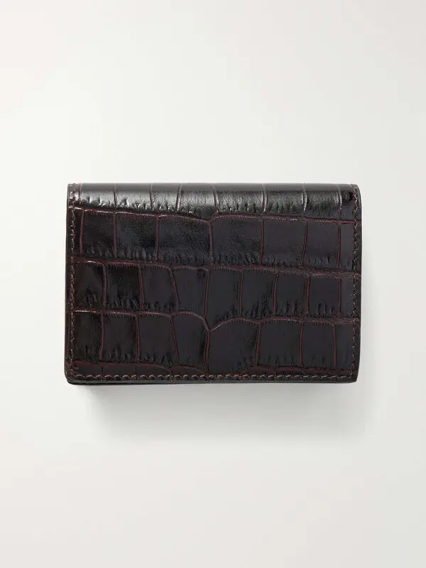 Smythson Mara Croc-effect Leather Wallet - Brown