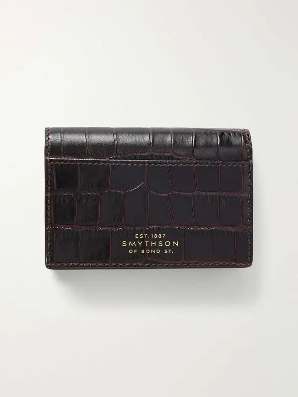 Smythson Mara Croc-effect Leather Wallet