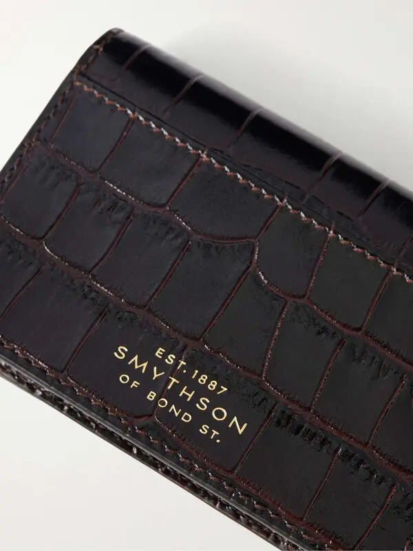 Smythson Mara Croc-effect Leather Wallet