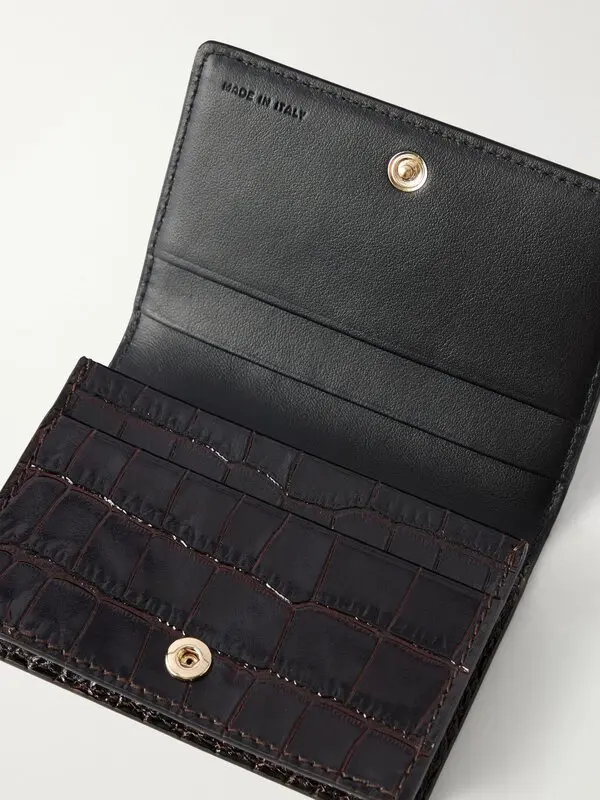 Smythson Mara Croc-effect Leather Wallet