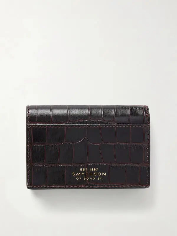 Smythson Mara Croc-effect Leather Wallet