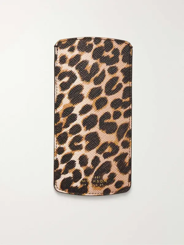 Smythson Panama Leopard-print Leather Glasses Case - Leopard Print