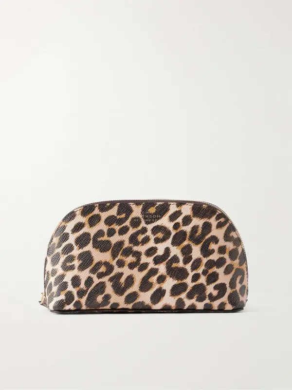 Smythson Panama Leopard-print Leather Cosmetics Case