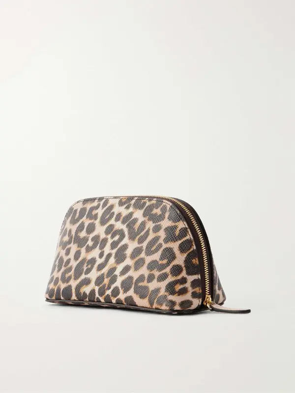 Smythson Panama Leopard-print Leather Cosmetics Case