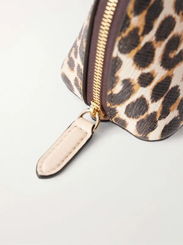 Smythson Panama Leopard-print Leather Cosmetics Case