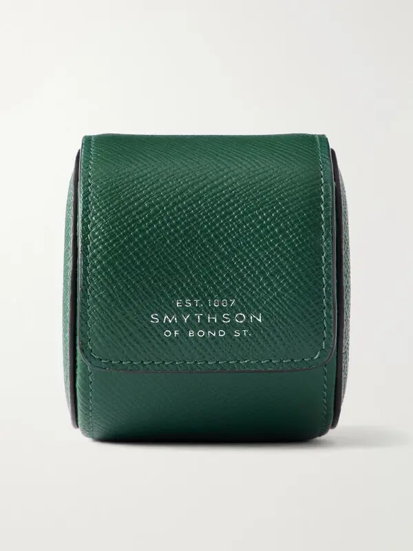 Smythson Panama Leather Single Watch Case - Green
