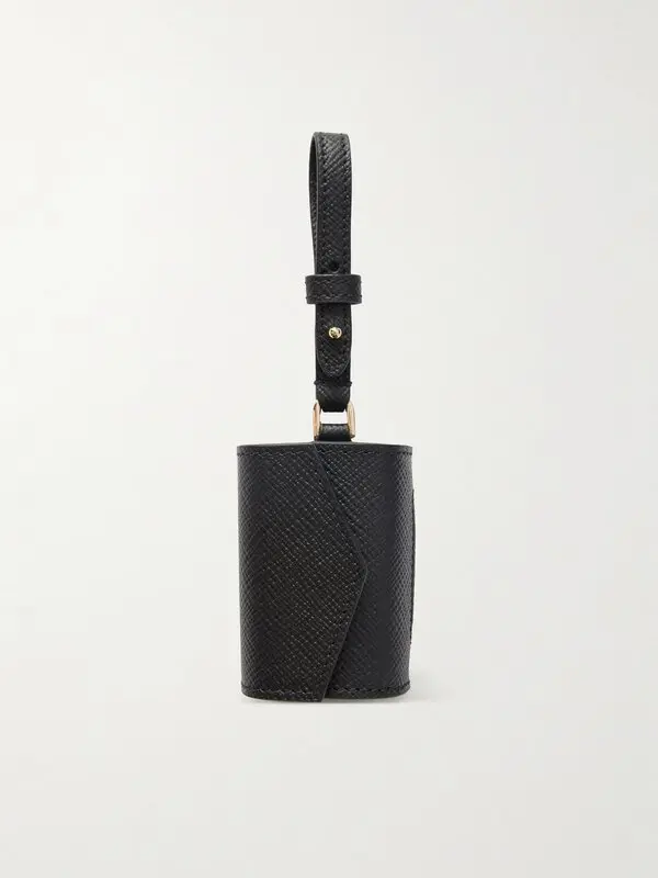 Smythson Panama Leather Pet Waste Bag Holder - Black
