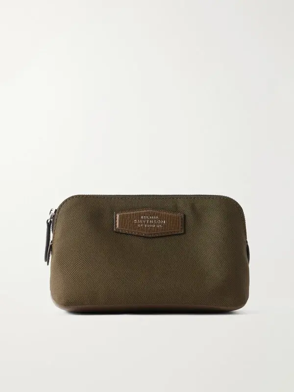 Smythson Norton Canvas Pouch - Green