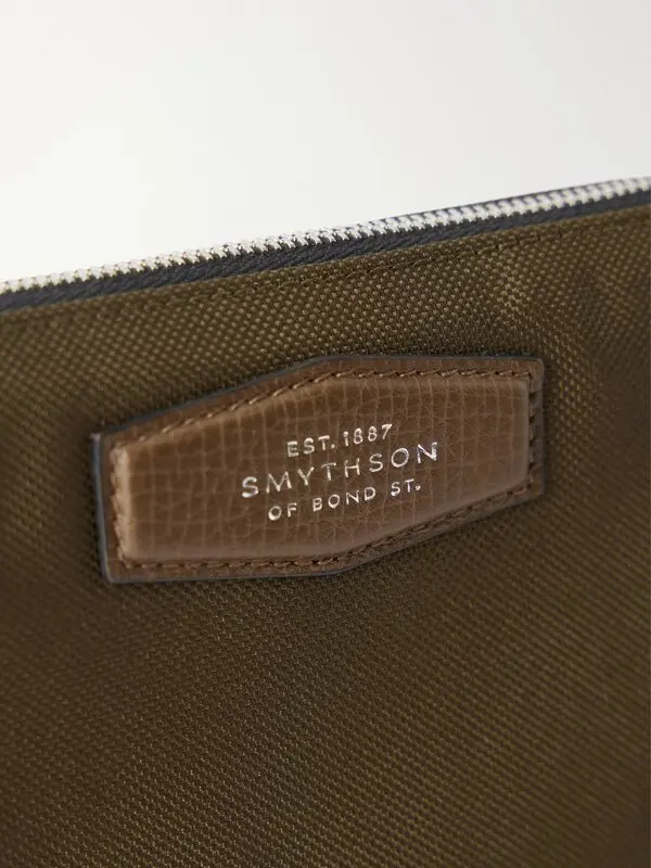 Smythson Norton Canvas Pouch - Green