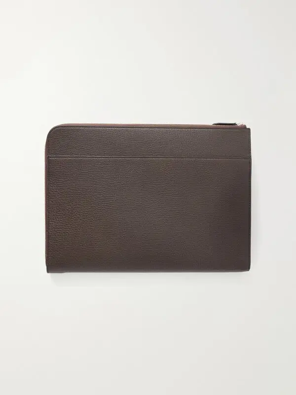Smythson Ludlow Textured-leather Laptop Case - Brown