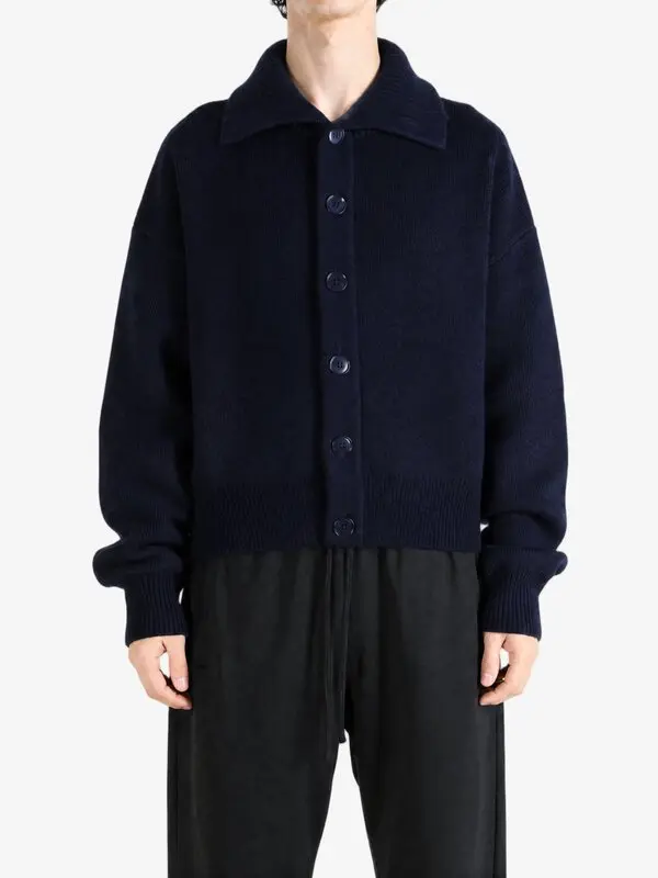 Extreme Cashmere Clement High Neck Cardigan With Button Detail - Blue
