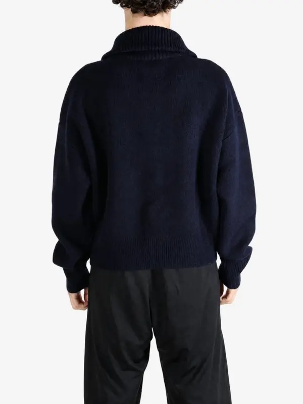 Extreme Cashmere Clement High Neck Cardigan With Button Detail - Blue